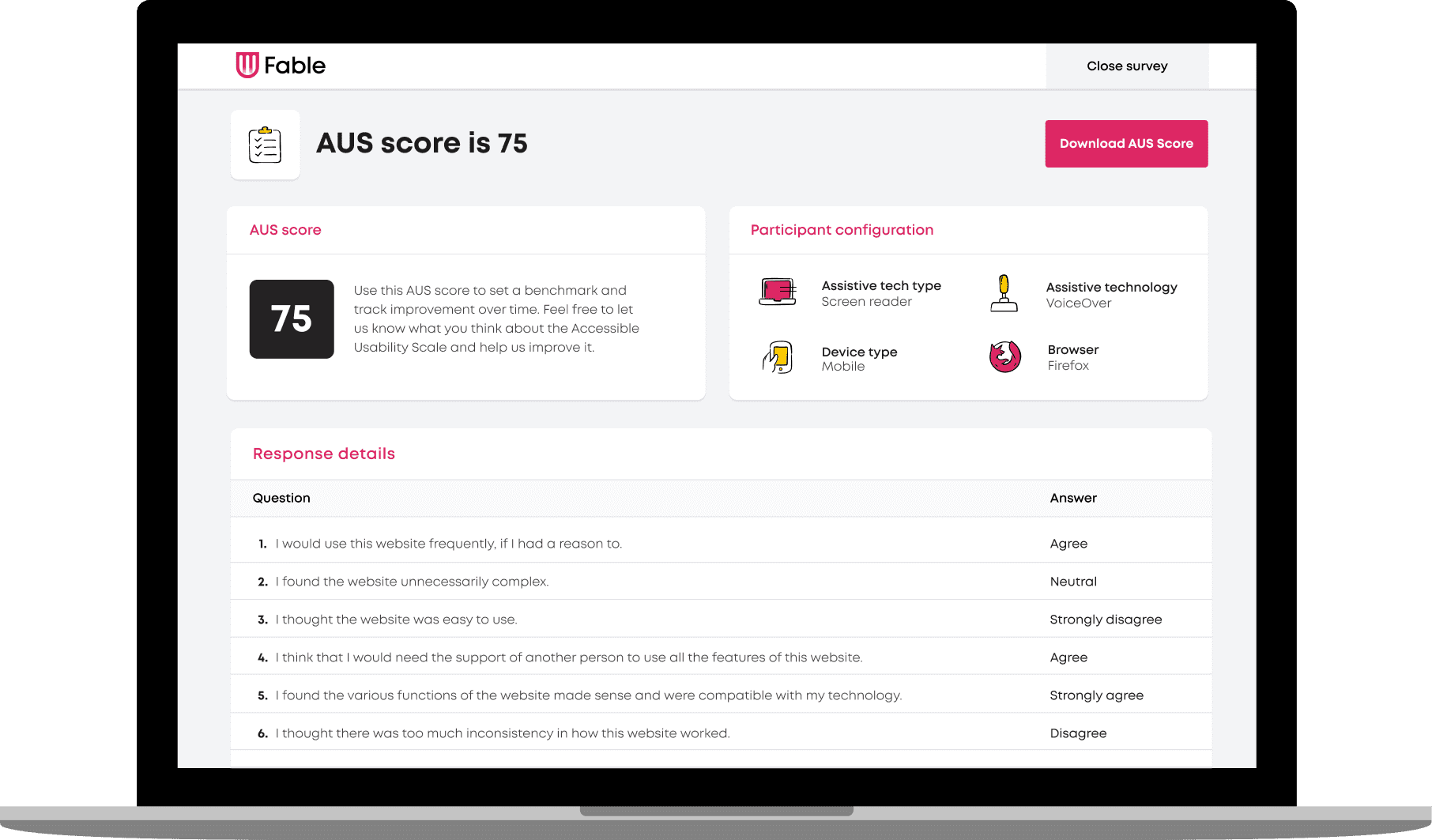 Accessible usability scale - test usability with assistive technology users
